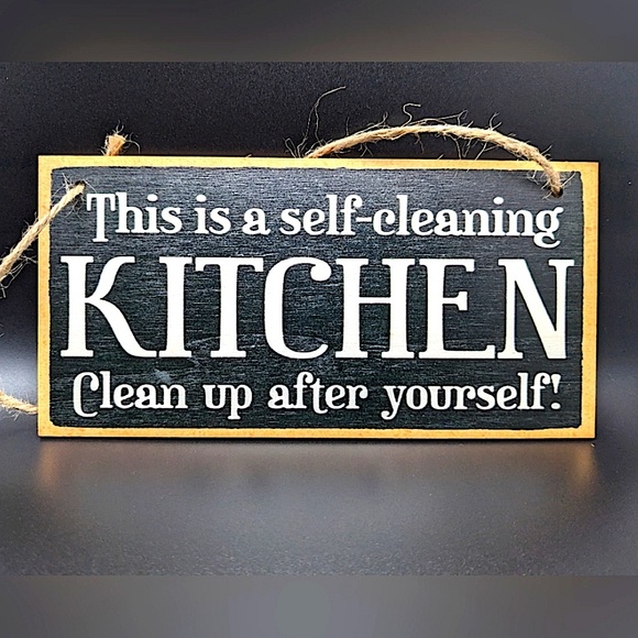 Wall Decor | Super Cute Kitchen Selfcleaning Home Sign Wall Art Funny ...